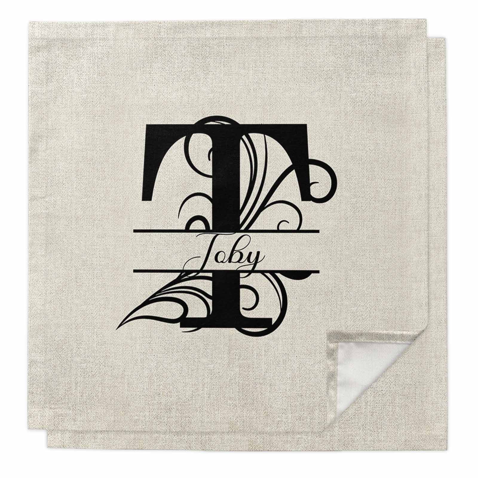 Cloth Napkins Set of 2 - 20x20 Inches, Letter T Washable Reusable Table ...