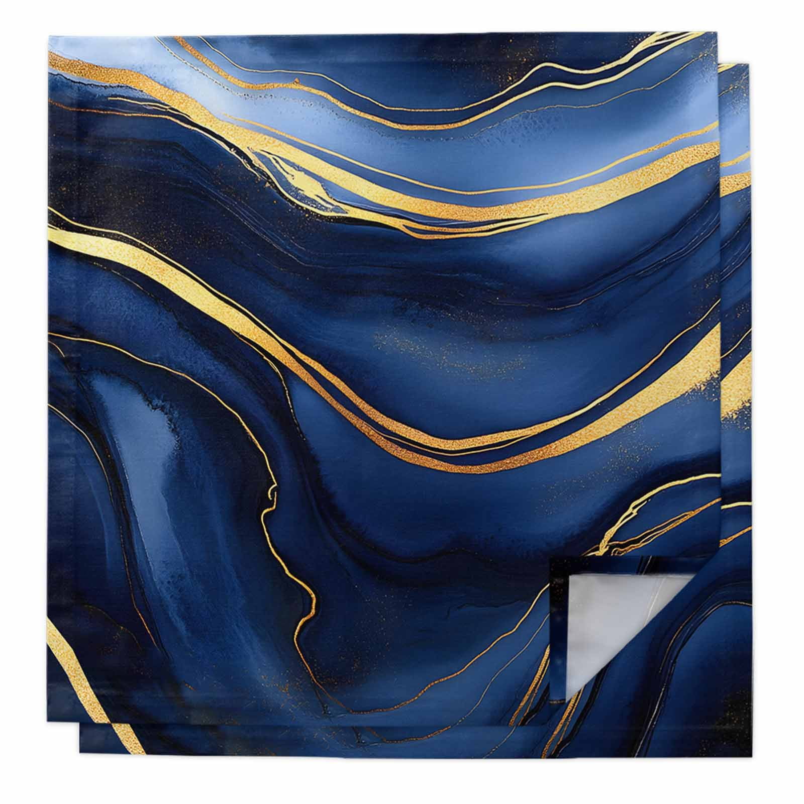 Cloth Napkins Set of 2 - 20x20 Inches, Marble Navy Blue Washable ...