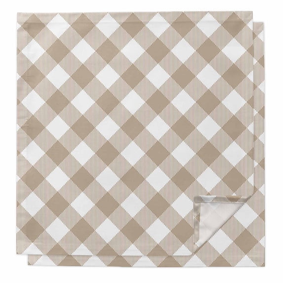 Cloth Napkins Set of 2 - 20x20 Inches, Minimalistic Checkered Beige ...