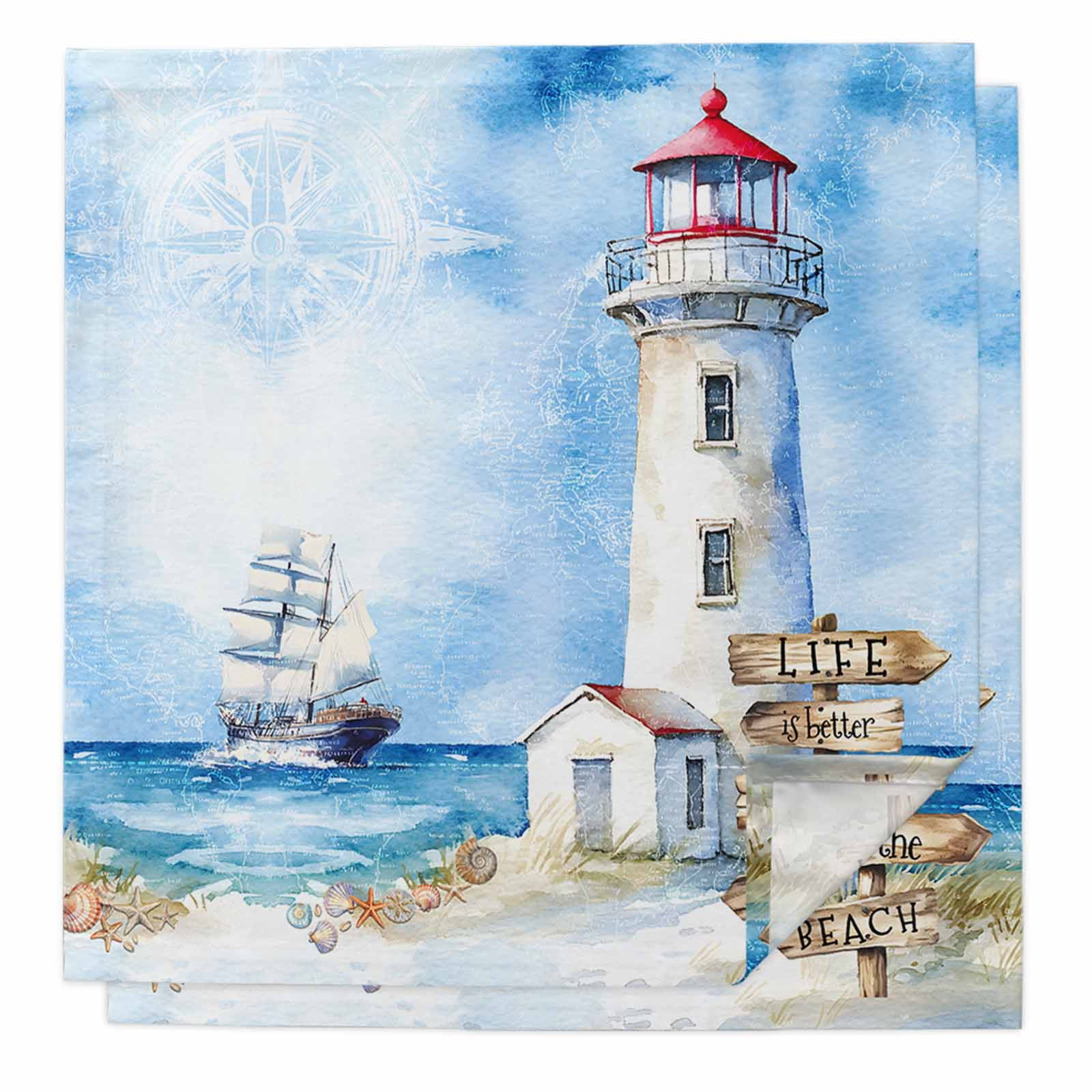 Cloth Napkins Set of 2 - 20x20 Inches, Nautical Blue Washable Reusable ...