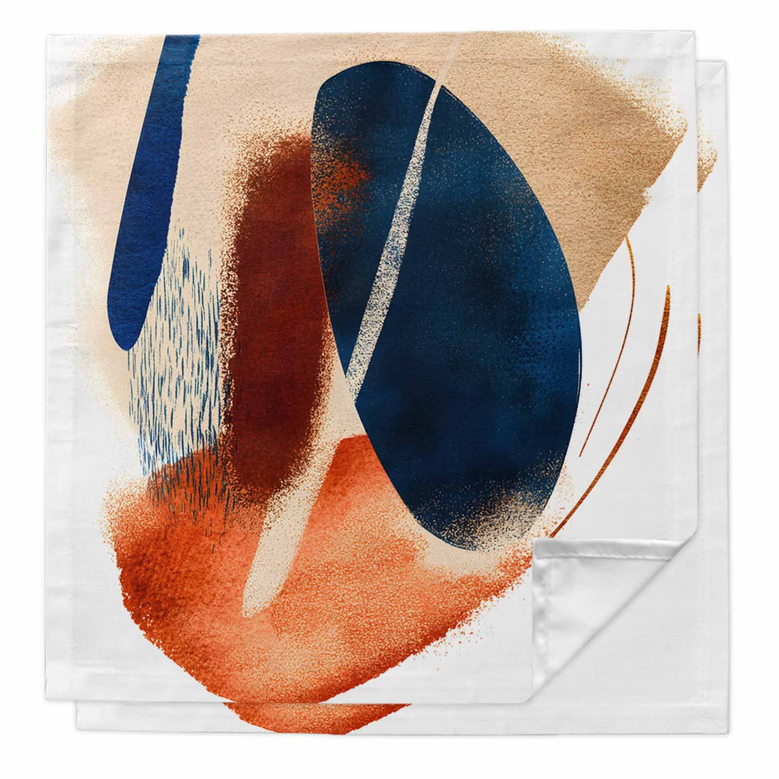 Cloth Napkins Set of 2 - 20x20 Inches, Navy Blue Burnt Orange Washable ...