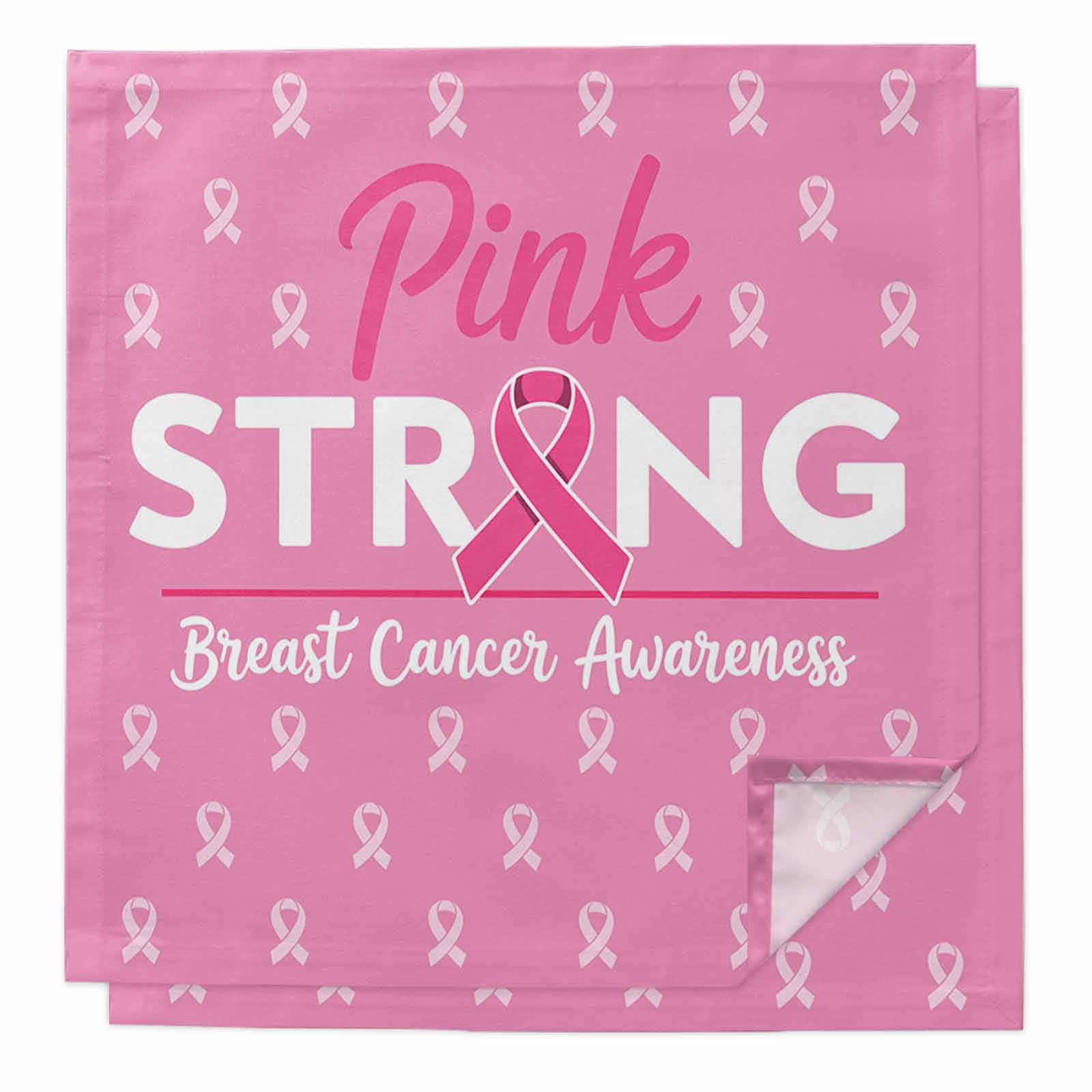 Cloth Napkins Set of 2 - 20x20 Inches, Pink Ribbon Washable Reusable ...