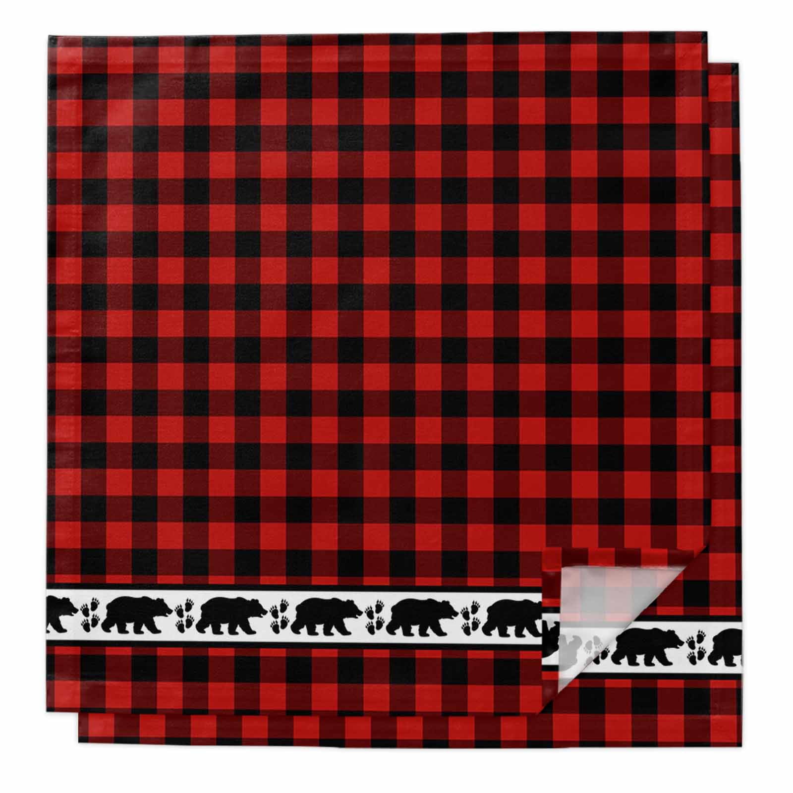 Cloth Napkins Set of 2 - 20x20 Inches, Red Black Plaid Washable ...