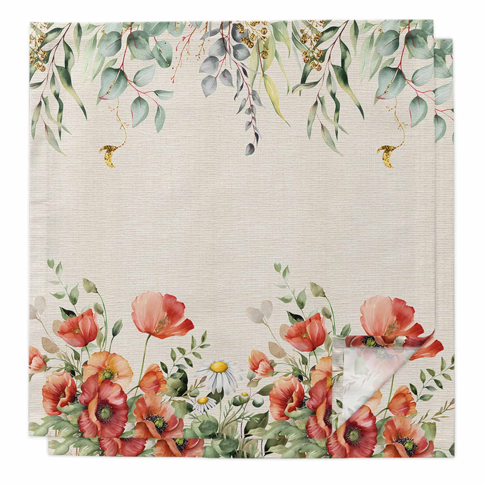 Cloth Napkins Set of 2 - 20x20 Inches, Red Poppy Washable Reusable ...