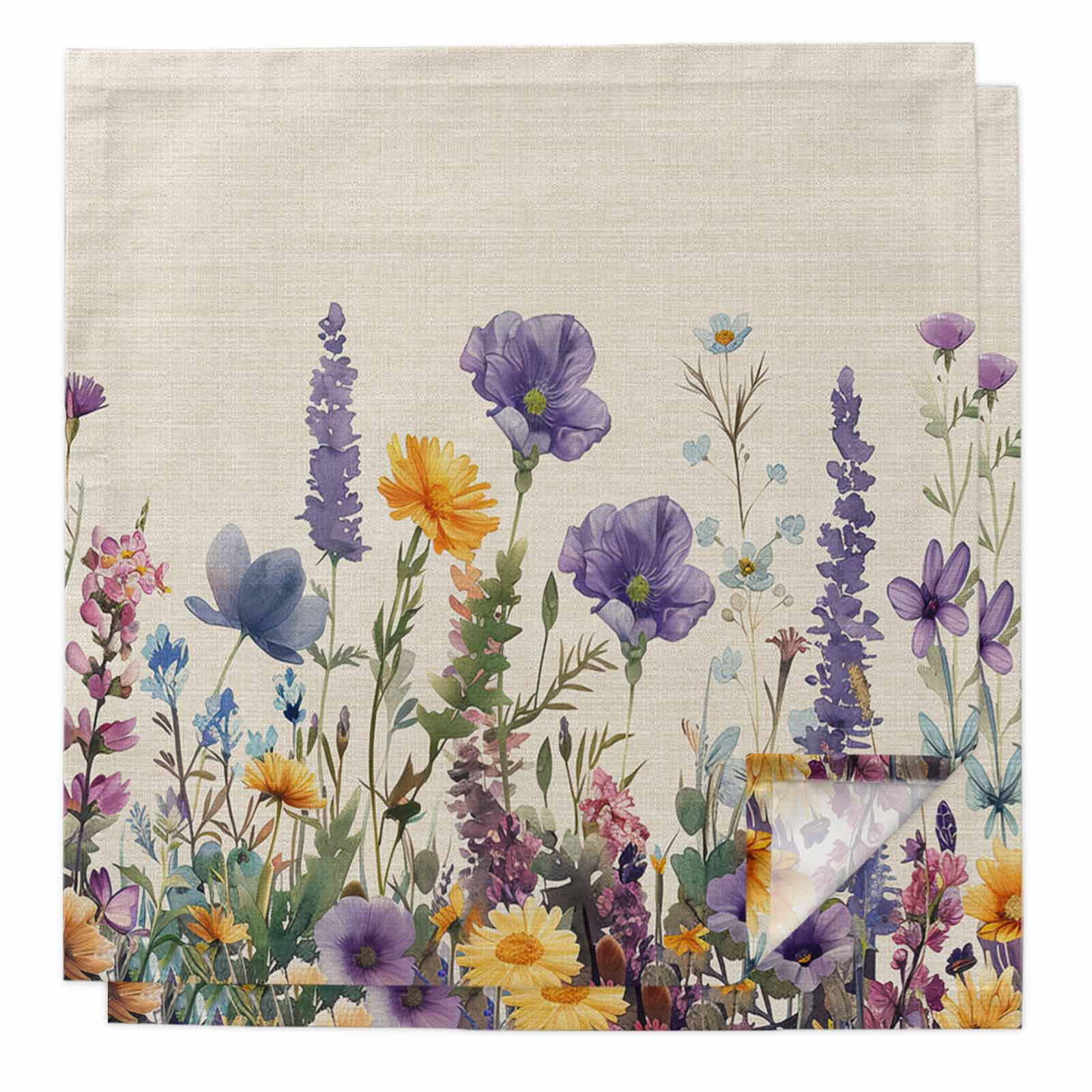 Cloth Napkins Set of 2 - 20x20 Inches, Spring Floral Washable Reusable ...