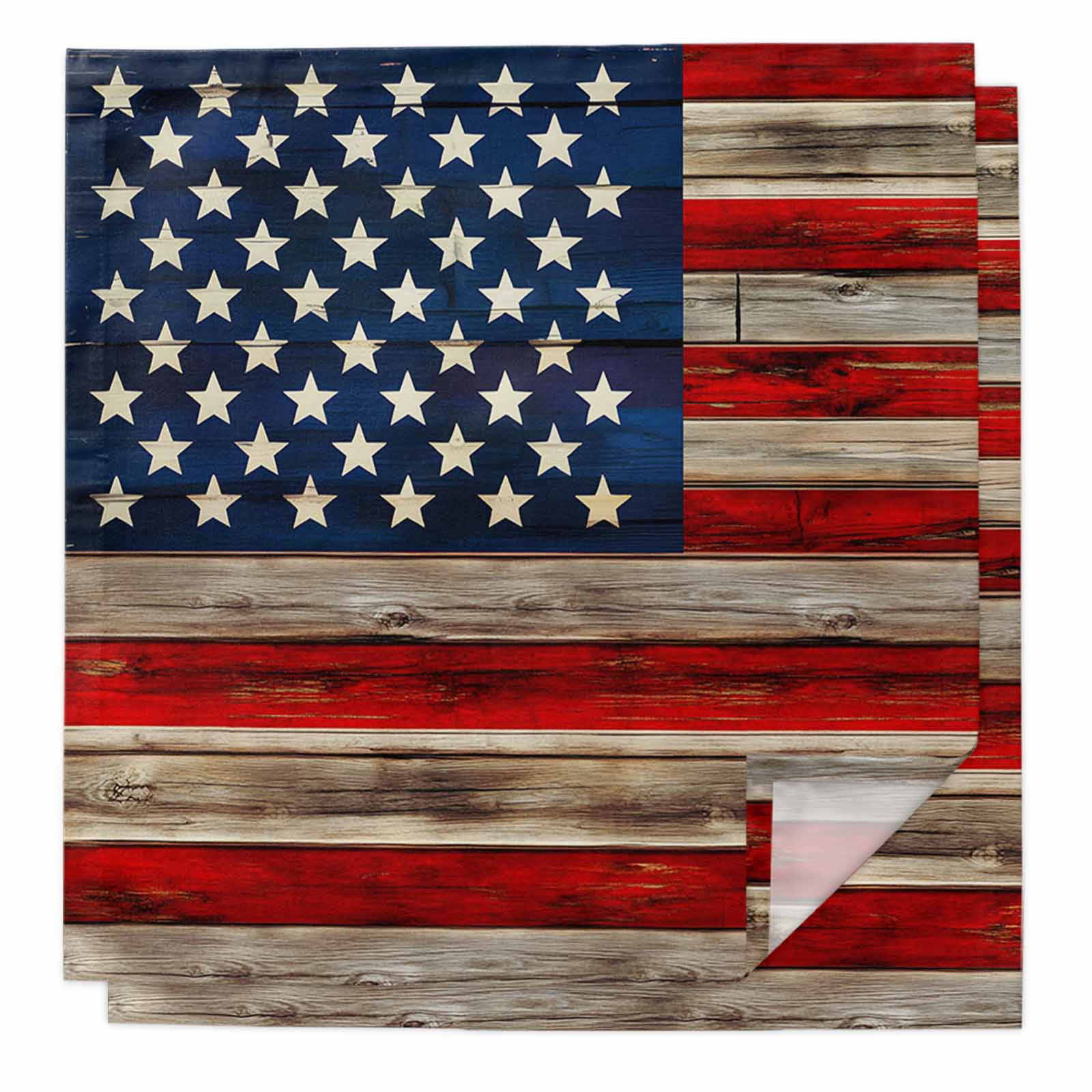 Cloth Napkins Set of 2 - 20x20 Inches, Vintage American Flag Washable ...