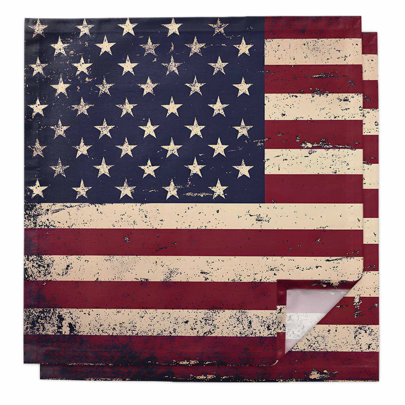 Cloth Napkins Set of 2 - 20x20 Inches, Vintage American Flag Washable ...