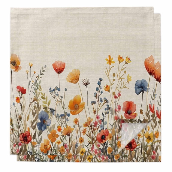 Cloth Napkins Set of 2 - 20x20 Inches, Yellow Red Blue Spring Floral ...