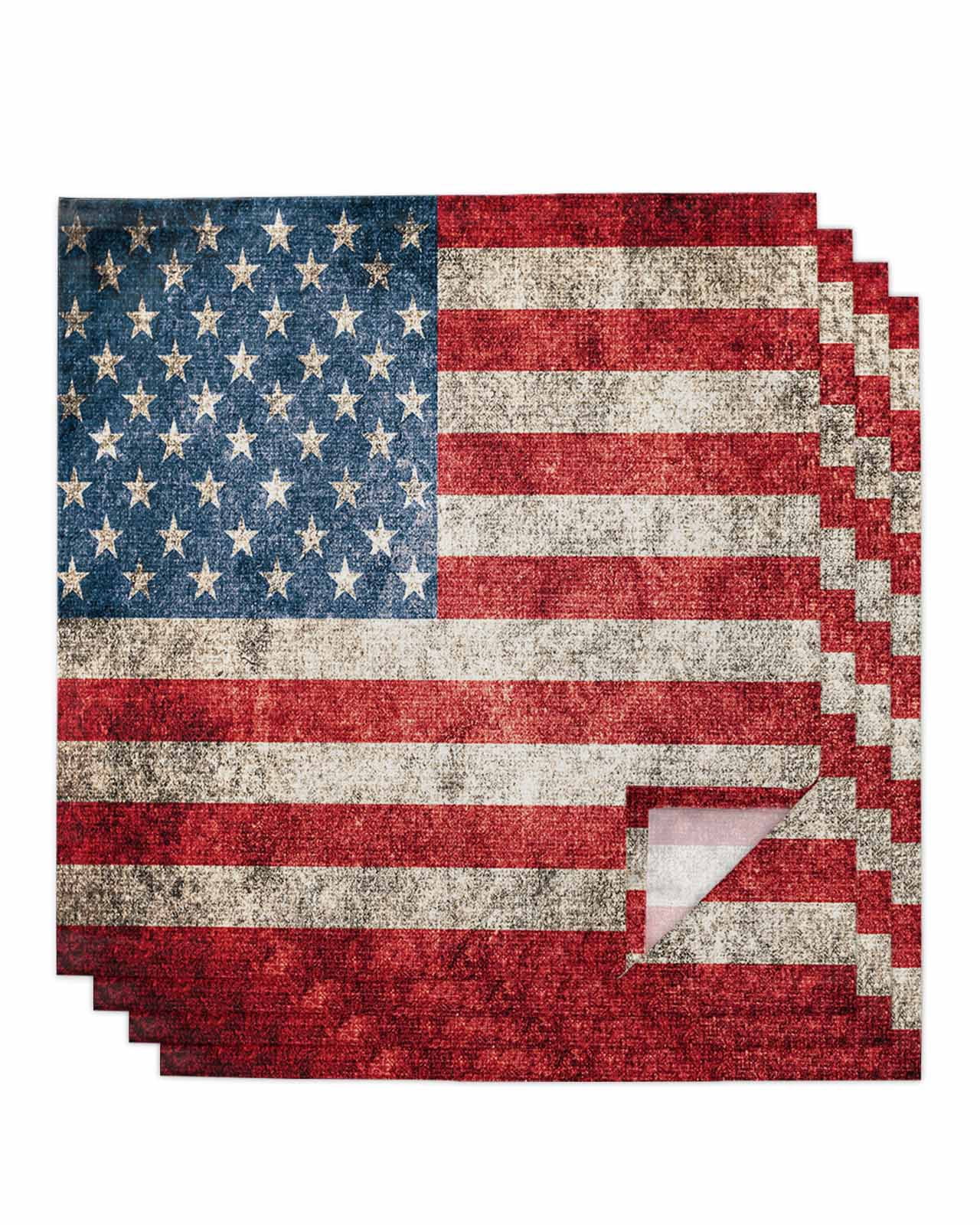 Cloth Napkins Set of 4 - 20x20 Inches, American Flag Washable Reusable ...
