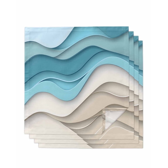 Cloth Napkins Set of 4 - 20x20 Inches, Aqua Beige Ombre Washable ...