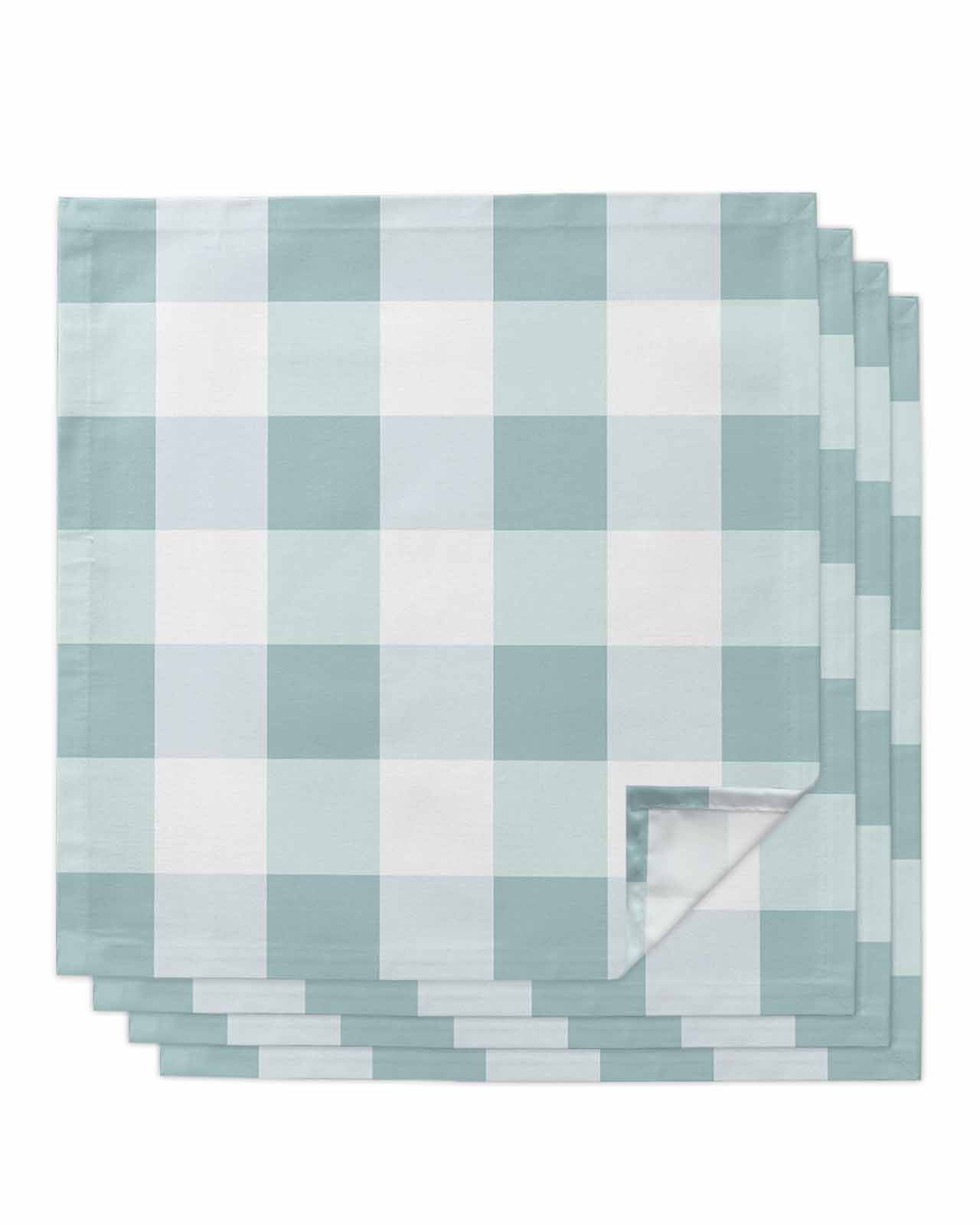 Cloth Napkins Set of 4 - 20x20 Inches, Aqua Plaid Washable Reusable ...