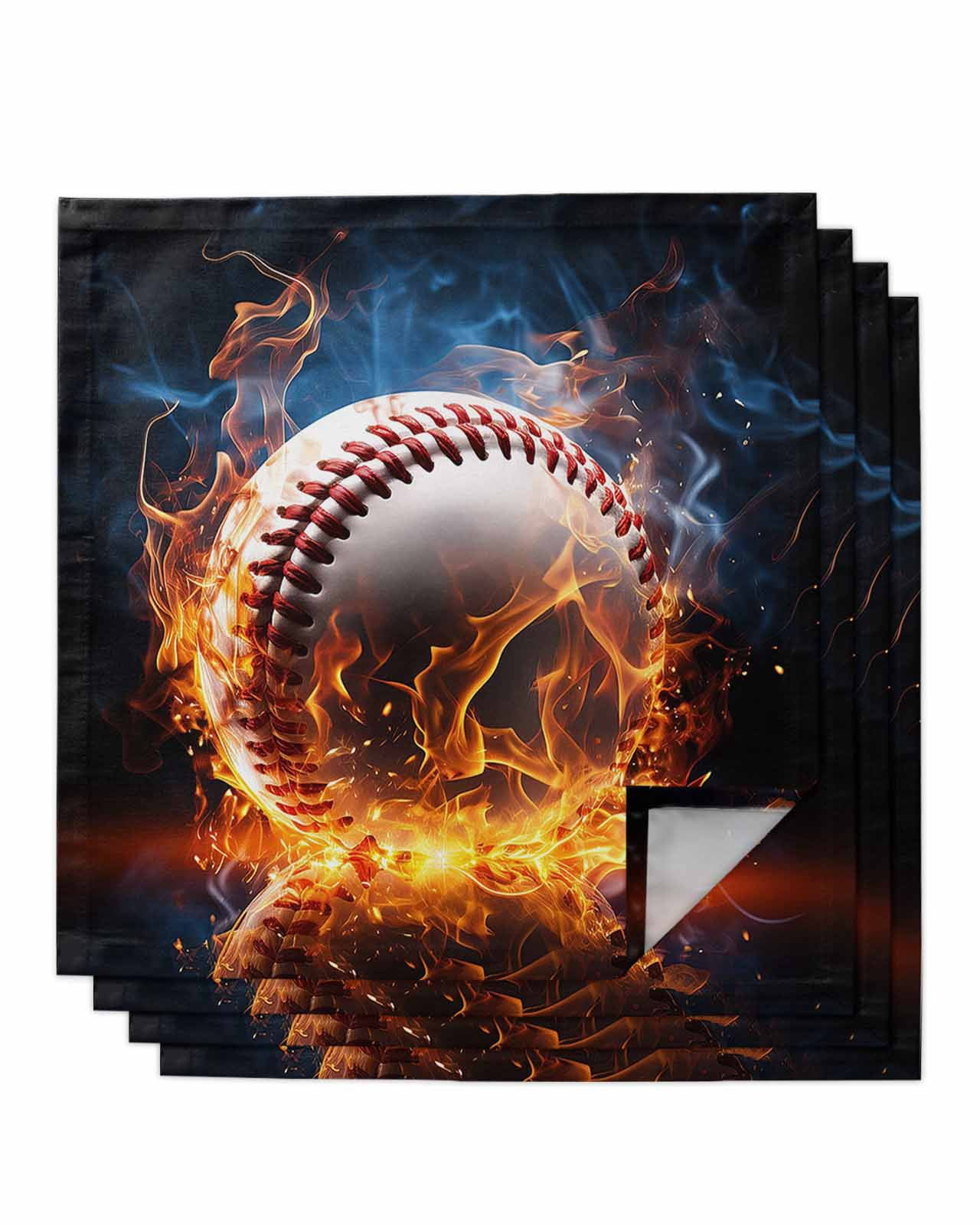 Cloth Napkins Set of 4 - 20x20 Inches, Baseball, Washable Reusable ...