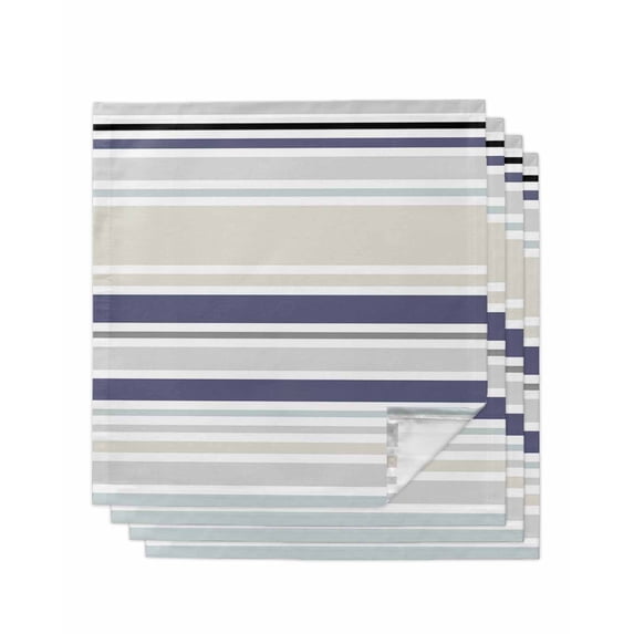 Cloth Napkins Set of 4 - 20x20 Inches, Beige Stripe Washable Reusable ...