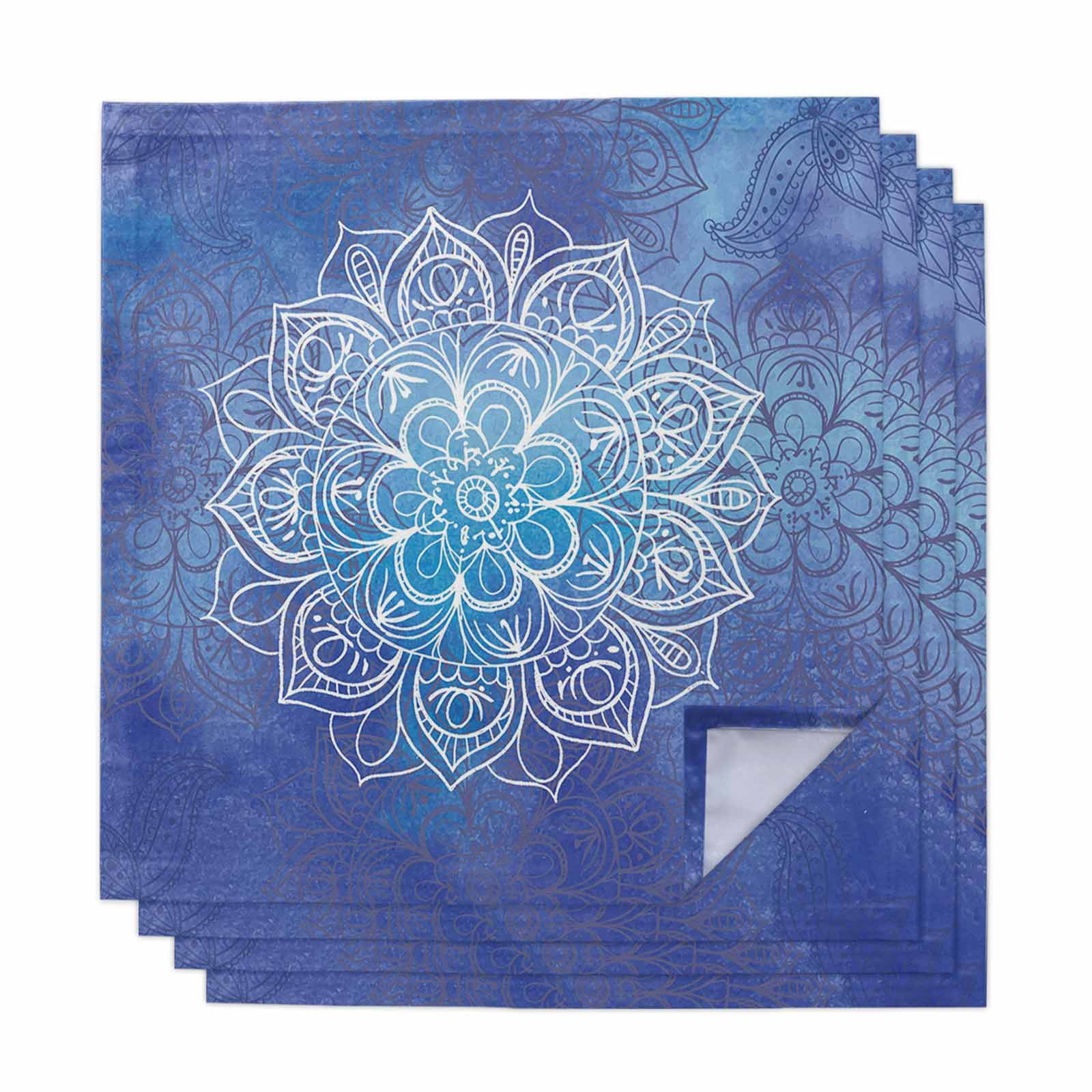 Cloth Napkins Set of 4 - 20x20 Inches, Boho Flowers Washable Reusable ...
