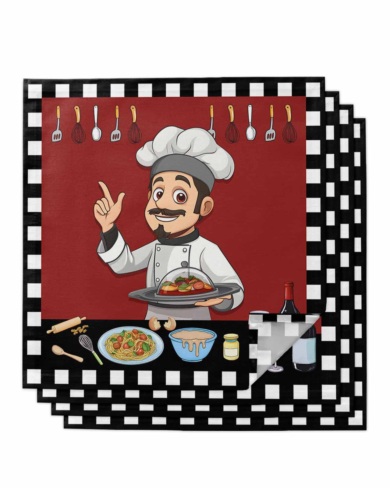 Cloth Napkins Set of 4 - 20x20 Inches, Cheg Red Washable Reusable Table ...