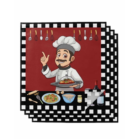 Cloth Napkins Set of 4 - 20x20 Inches, Cheg Red Washable Reusable Table ...