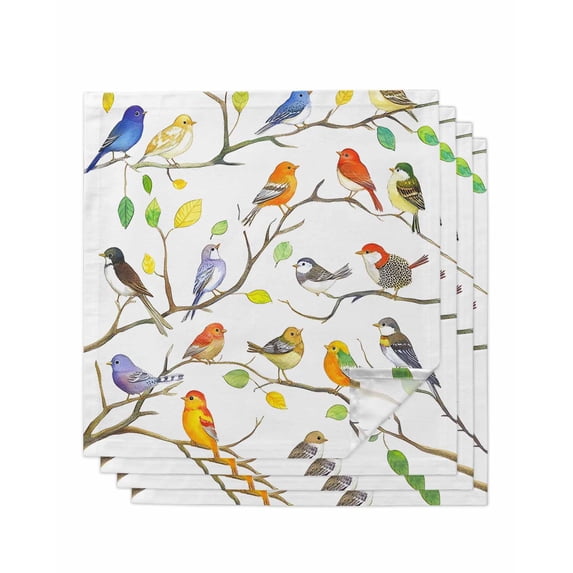 Cloth Napkins Set of 4 - 20x20 Inches, Colorful Birds Washable Reusable ...