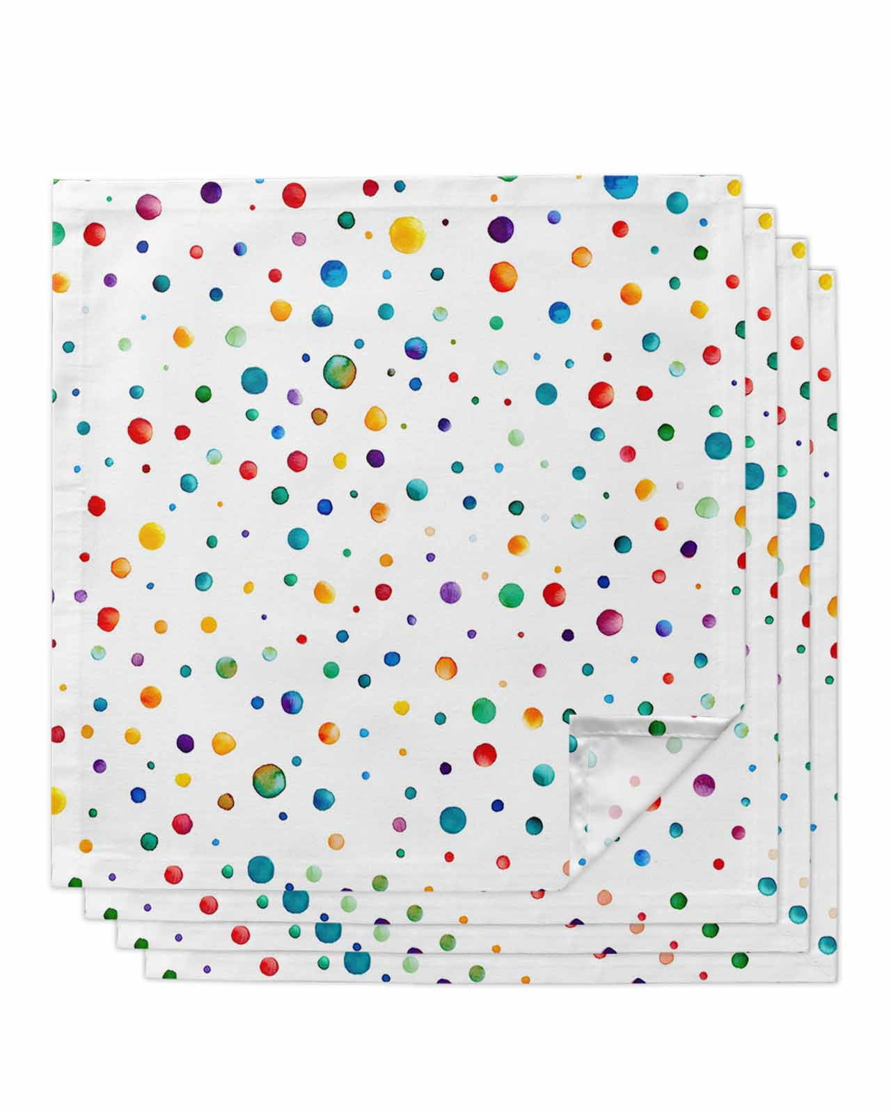 Cloth Napkins Set of 4 - 20x20 Inches, Colorful Polka Dot Washable ...