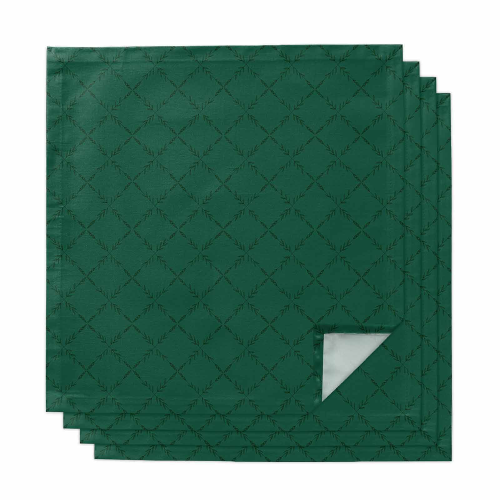 Cloth Napkins Set of 4 - 20x20 Inches, Dark Green Plaid Washable ...