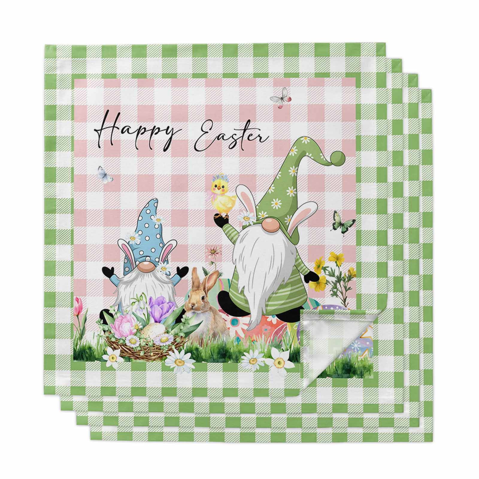 Cloth Napkins Set of 4 - 20x20 Inches, Easter Washable Reusable Table ...