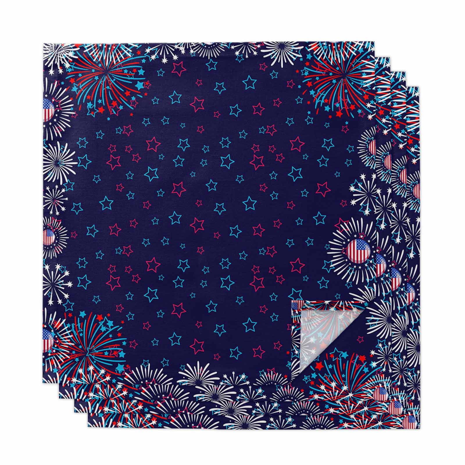 Cloth Napkins Set of 4 - 20x20 Inches, Independence Day Washable ...