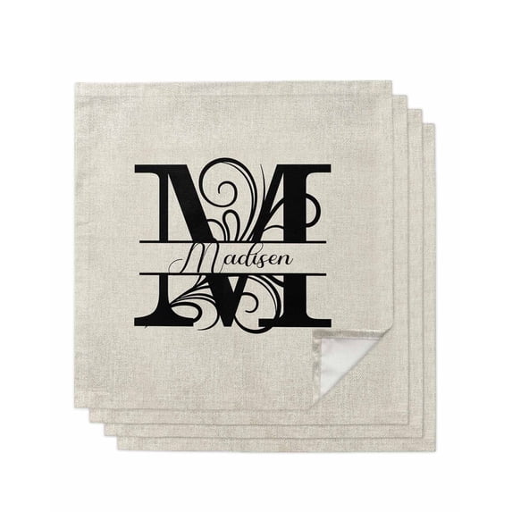 Cloth Napkins Set of 4 - 20x20 Inches, Letter M Washable Reusable Table ...