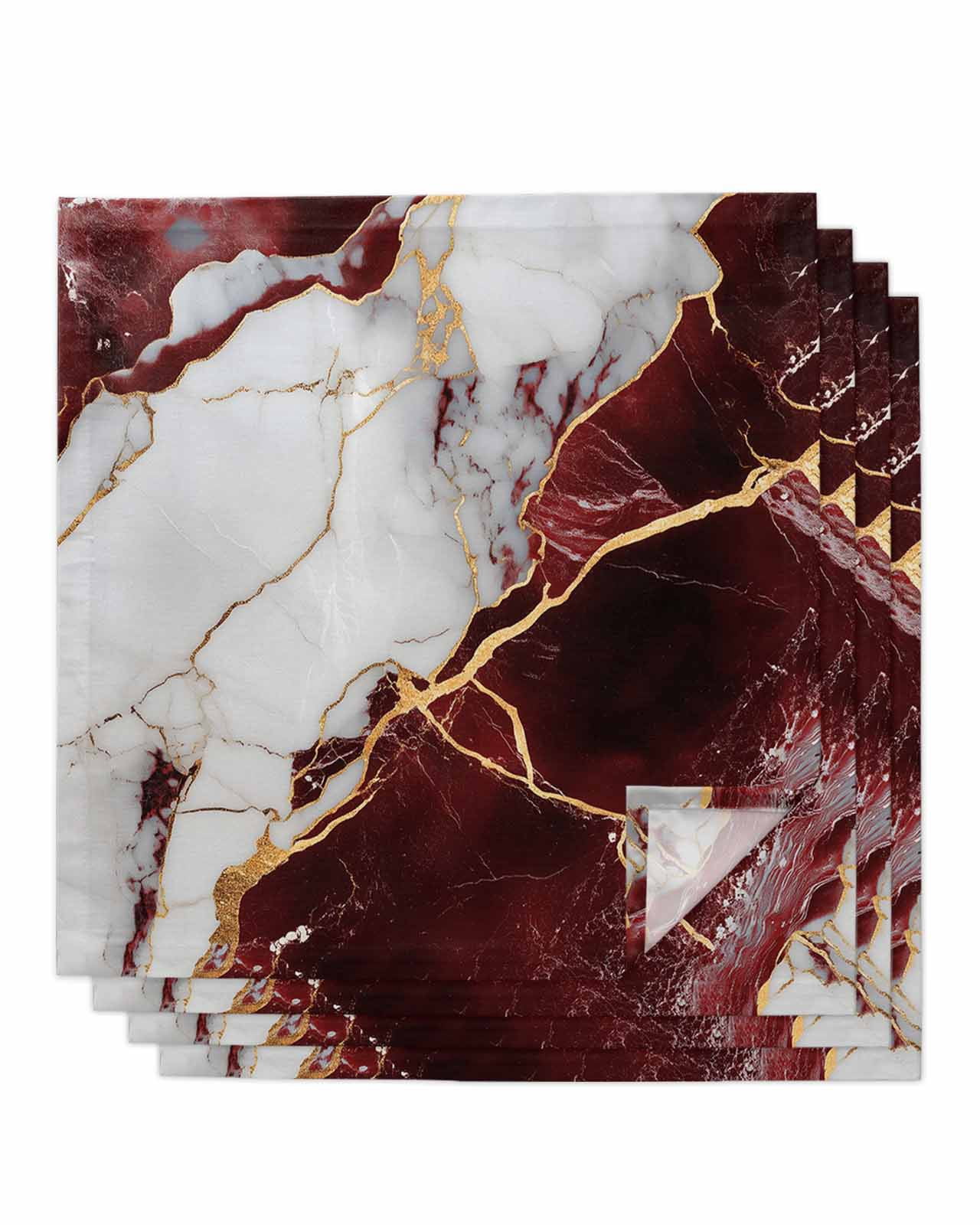Cloth Napkins Set of 4 - 20x20 Inches, Marble Red Washable Reusable ...