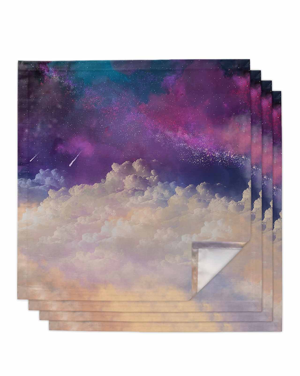 Cloth Napkins Set of 4 - 20x20 Inches, Night Sky Stars Washable ...