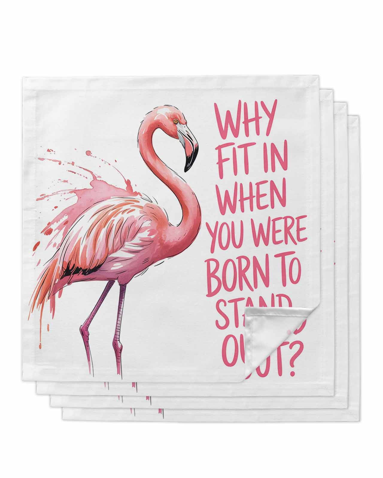 Cloth Napkins Set of 4 - 20x20 Inches, Pink Flamingo Washable Reusable ...