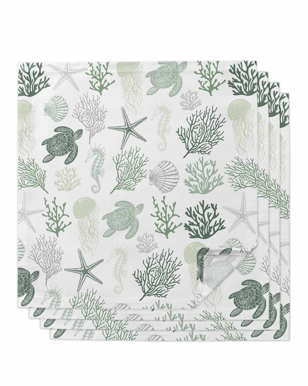 Cloth Napkins Set of 4 - 20x20 Inches, Sage Green Coastal Washable ...