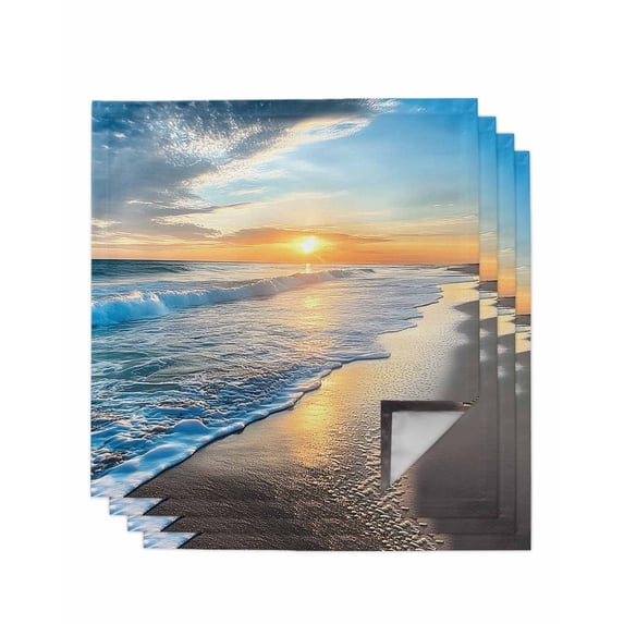Cloth Napkins Set of 4 - 20x20 Inches, Sunset Beach Washable Reusable ...