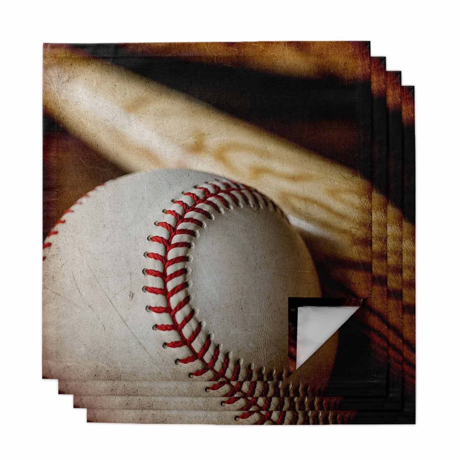 Cloth Napkins Set of 4 - 20x20 Inches, Vintage Baseball Washable ...