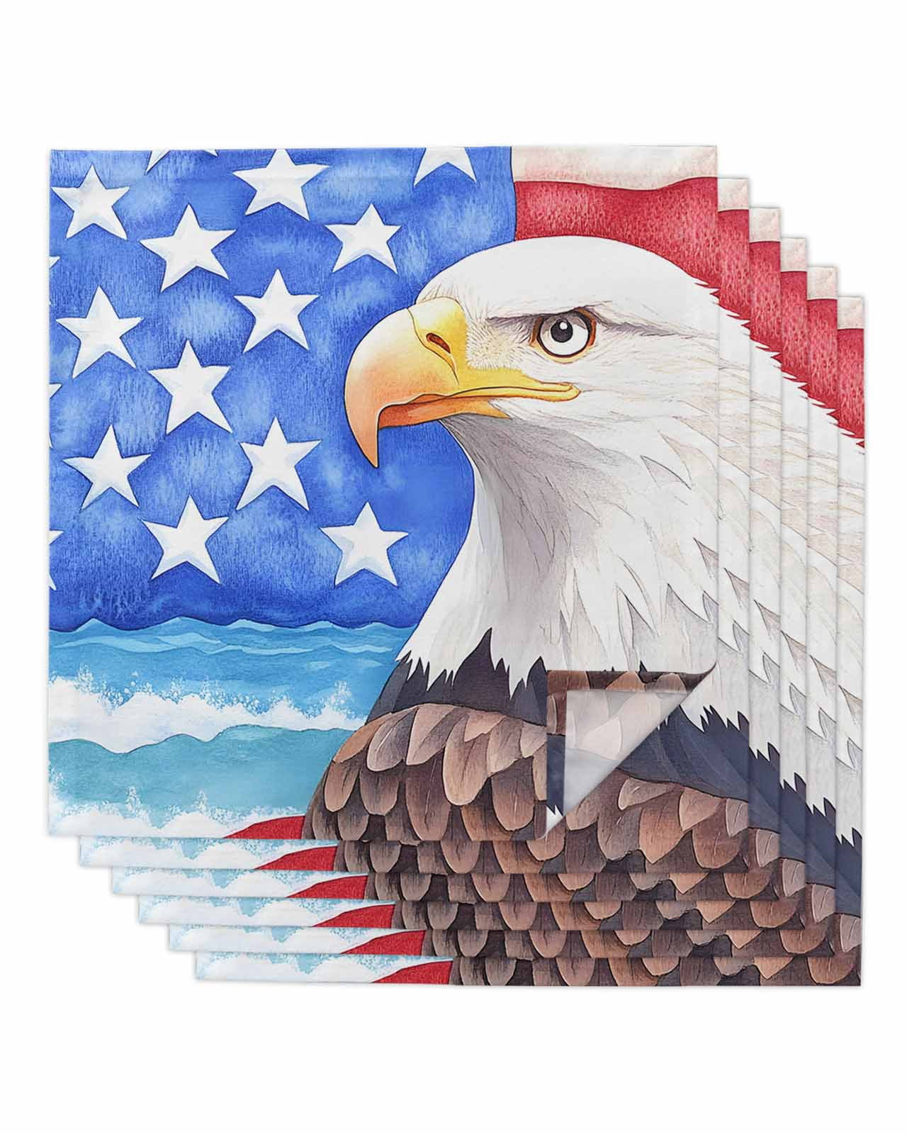 Cloth Napkins Set of 6 - 20x20 Inches, American Flag Washable Reusable ...