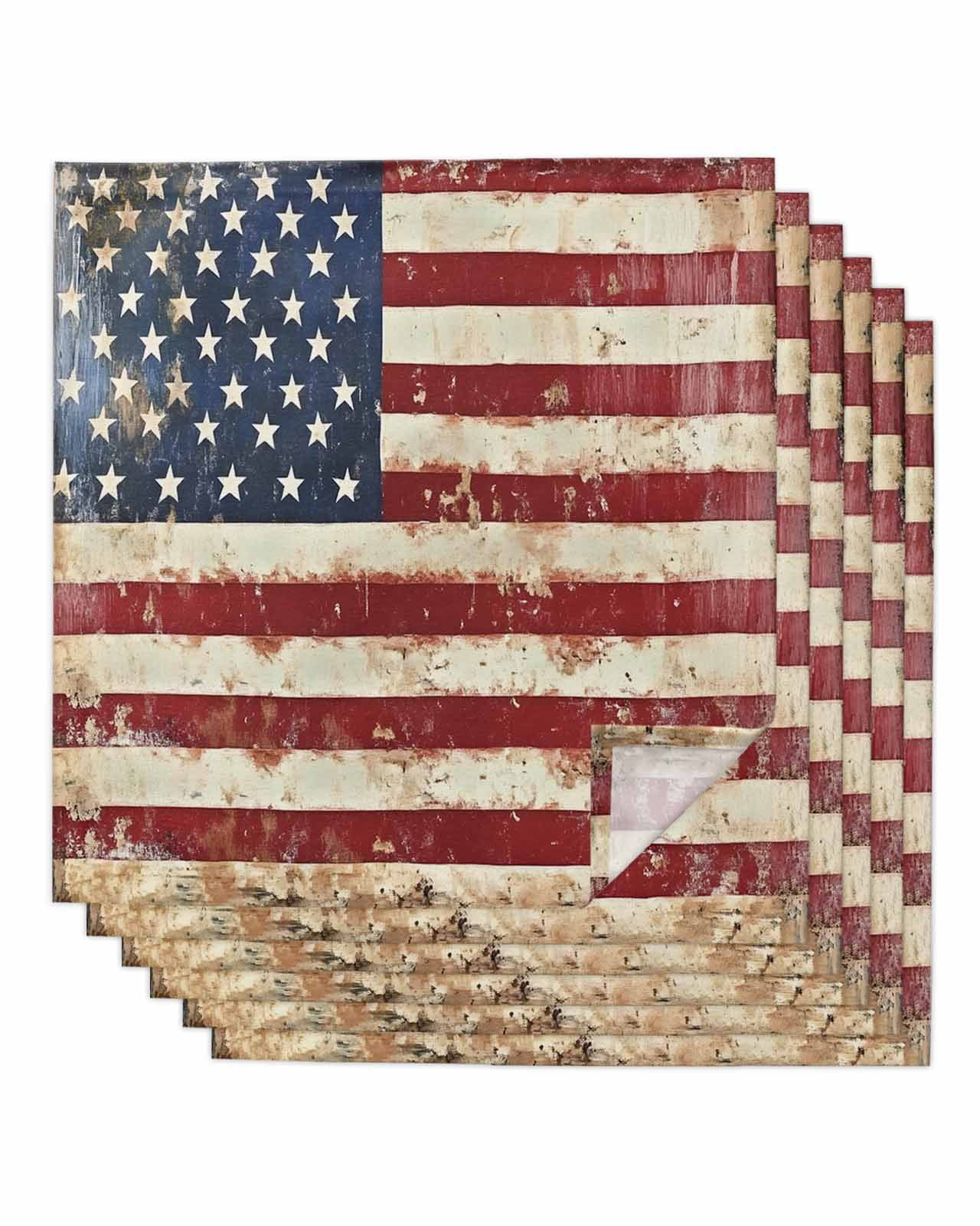 Cloth Napkins Set of 6 - 20x20 Inches, American Flag Washable Reusable ...