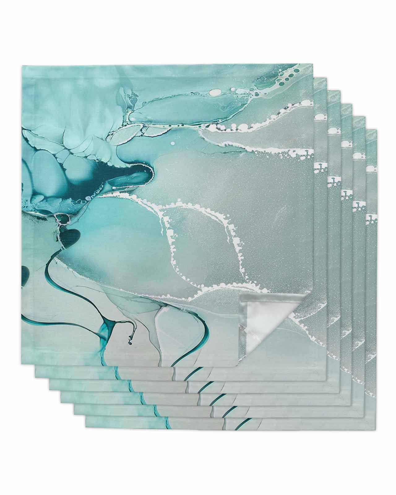 Cloth Napkins Set of 6 - 20x20 Inches, Aqua Marble Washable Reusable ...