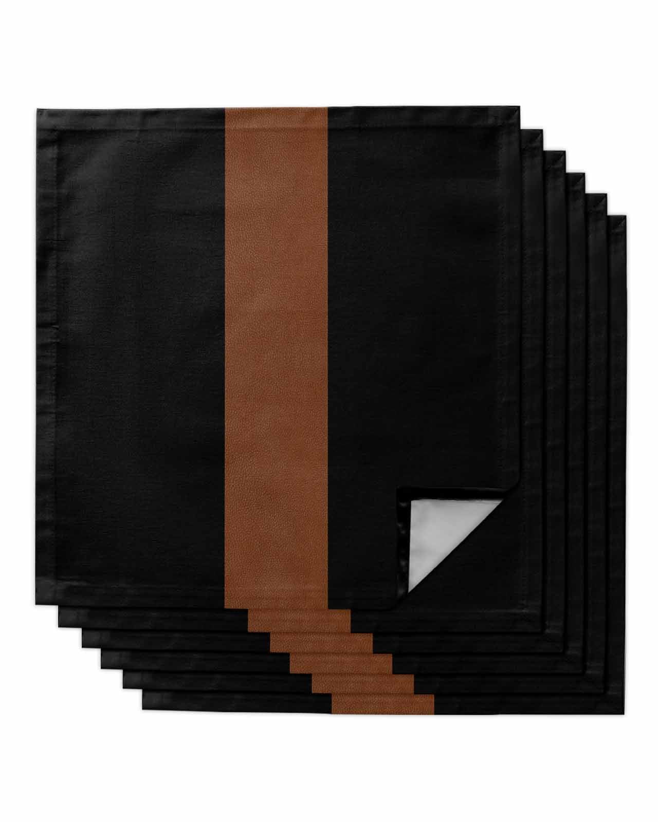 Cloth Napkins Set of 6 - 20x20 Inches, Black Brown Washable Reusable ...