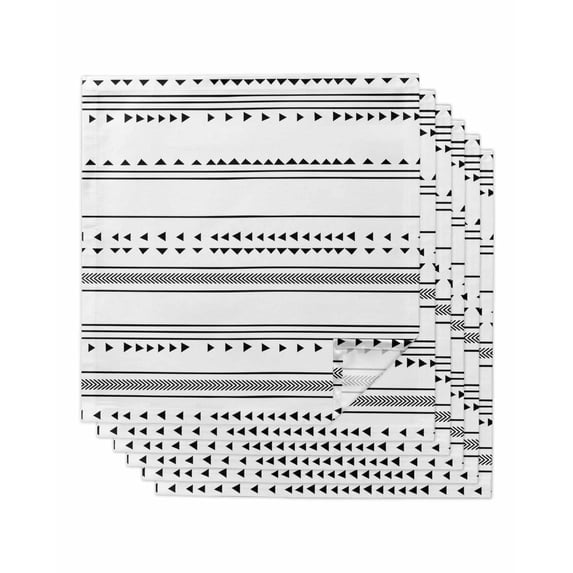 Cloth Napkins Set of 6 - 20x20 Inches, Boho Black White Modern Stripes ...
