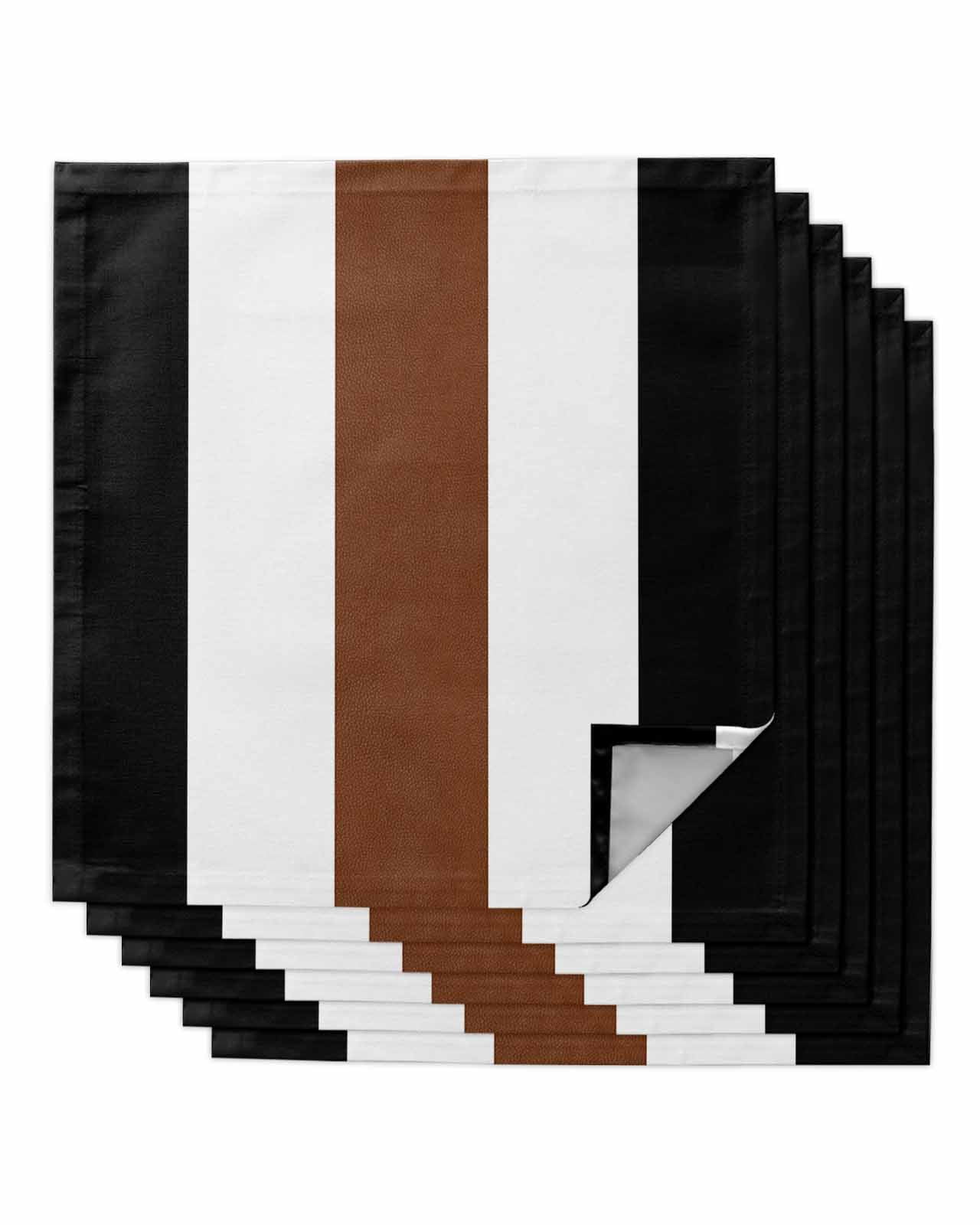 Cloth Napkins Set of 6 - 20x20 Inches, Brown Black White Boho Washable ...