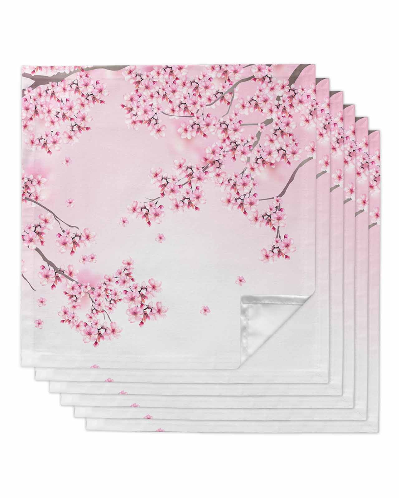 Cloth Napkins Set of 6 - 20x20 Inches, Cherry Blossom Washable Reusable ...