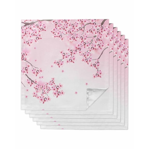 Cloth Napkins Set of 6 - 20x20 Inches, Cherry Blossom Washable Reusable ...