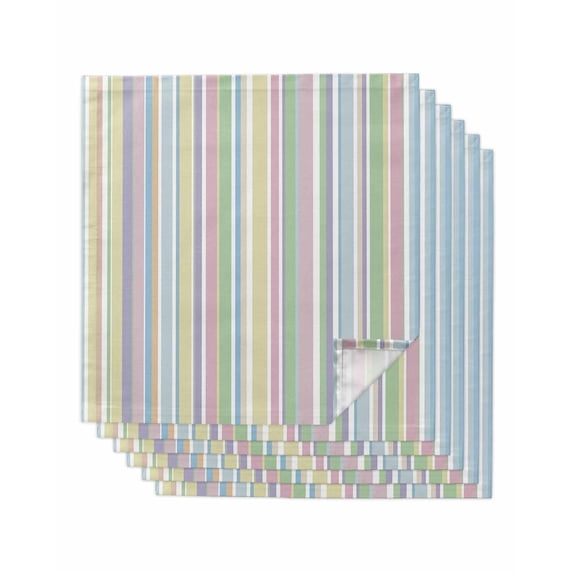 Cloth Napkins Set of 6 - 20x20 Inches, Colorful Striped Washable ...