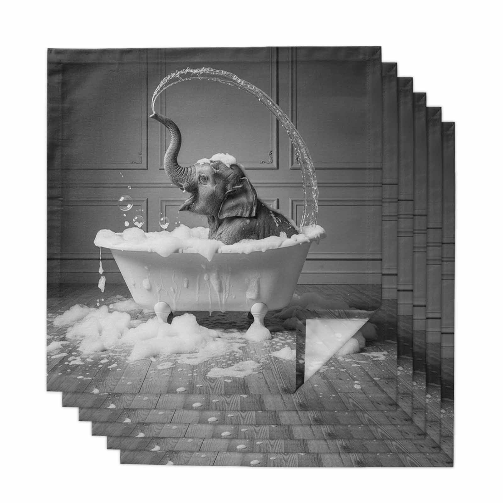 Cloth Napkins Set of 6 - 20x20 Inches, Elephant Washable Reusable Table ...