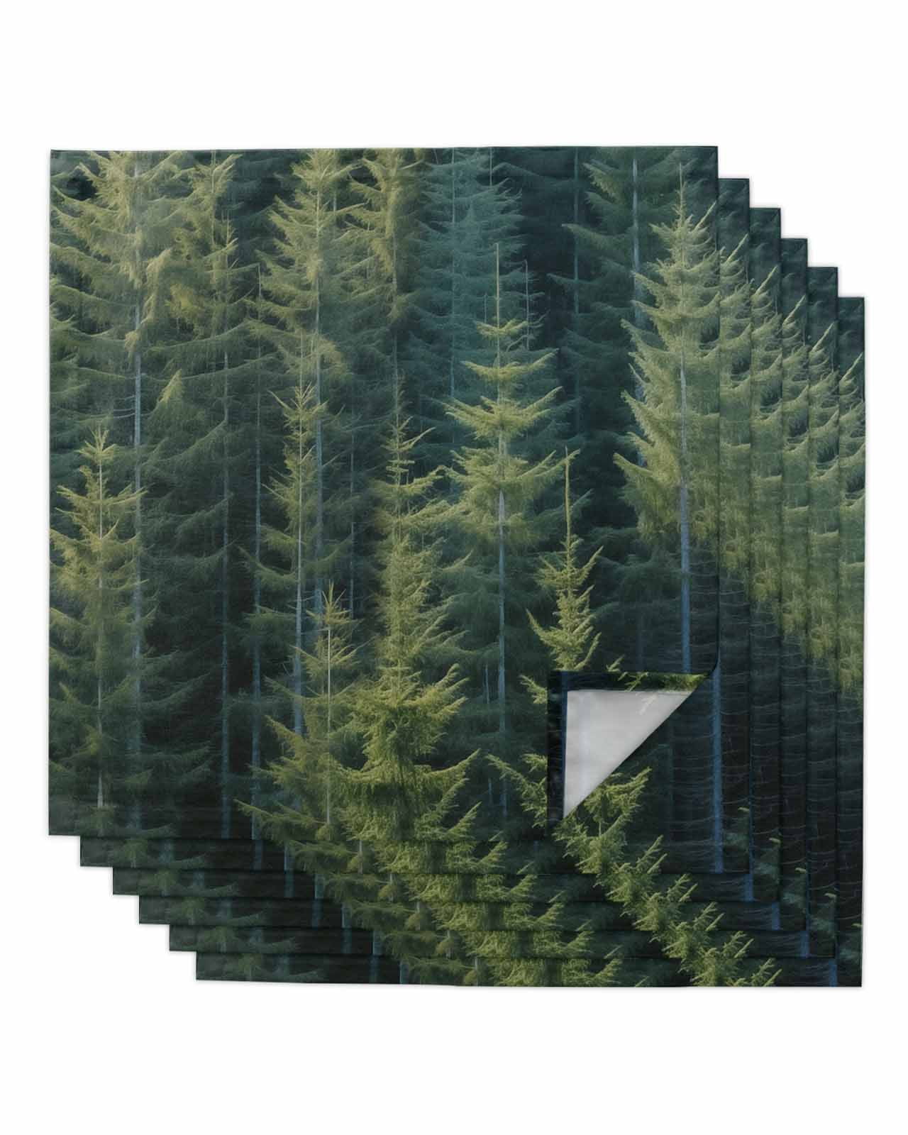 Cloth Napkins Set of 6 - 20x20 Inches, Green Forest Washable Reusable ...