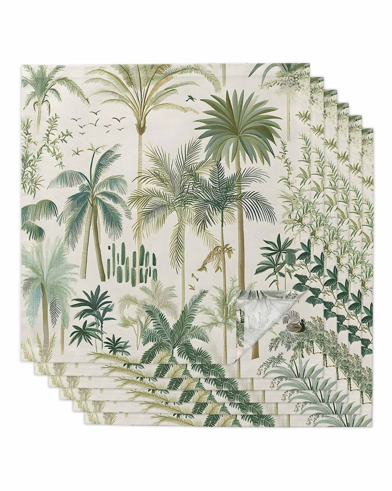 Cloth Napkins Set of 6 - 20x20 Inches, Green Palm Trees Washable ...