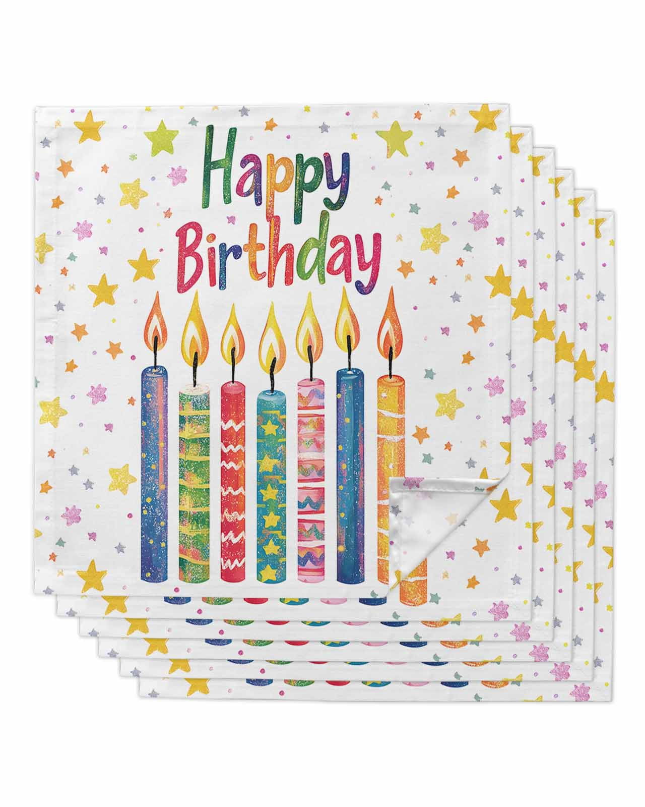 Cloth Napkins Set of 6 - 20x20 Inches, Happy Birthday Washable Reusable ...