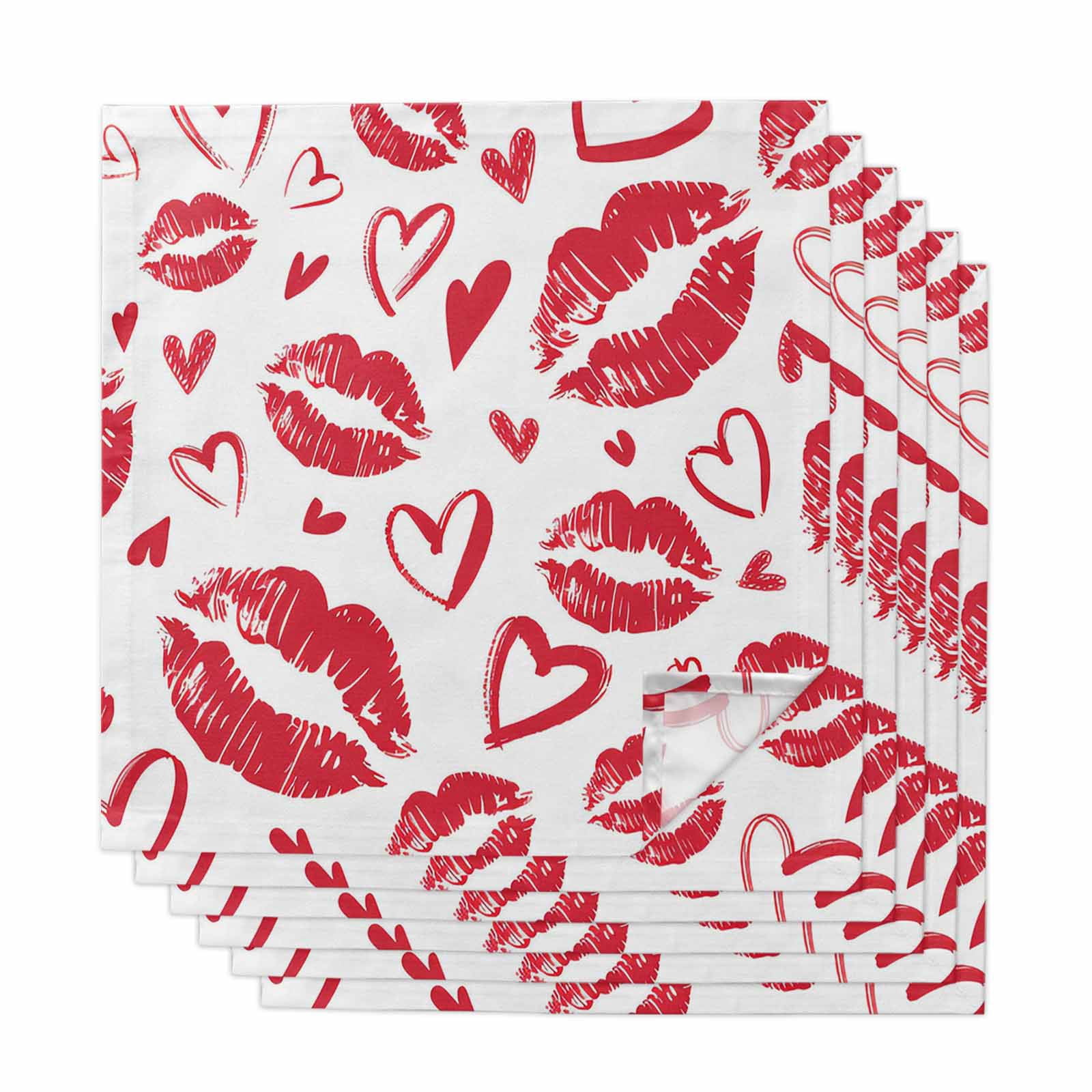 Cloth Napkins Set of 6 - 20x20 Inches, Kiss Marks Washable Reusable ...