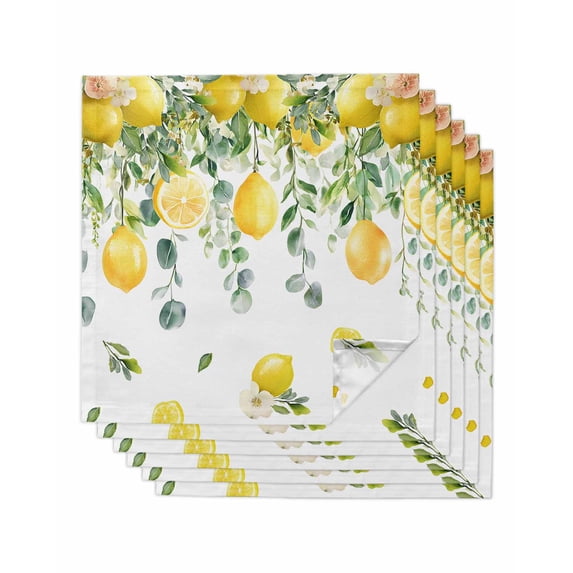 Cloth Napkins Set of 6 - 20x20 Inches, Lemon Eucalyptus Washable ...