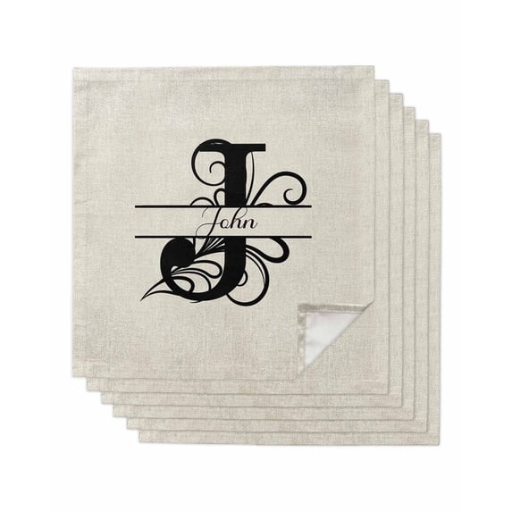 Cloth Napkins Set of 6 - 20x20 Inches, Letter J Washable Reusable Table ...
