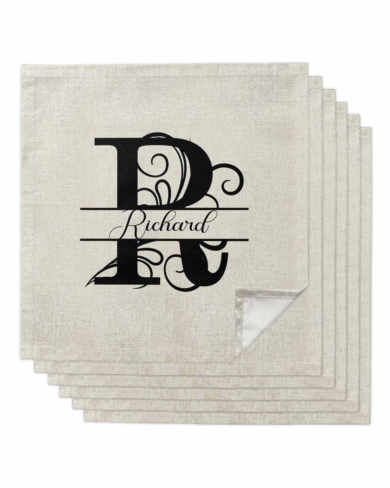 Cloth Napkins Set of 6 - 20x20 Inches, Letter R Washable Reusable Table ...
