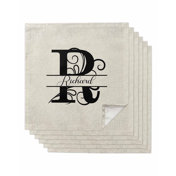 Cloth Napkins Set of 6 - 20x20 Inches, Letter R Washable Reusable Table ...